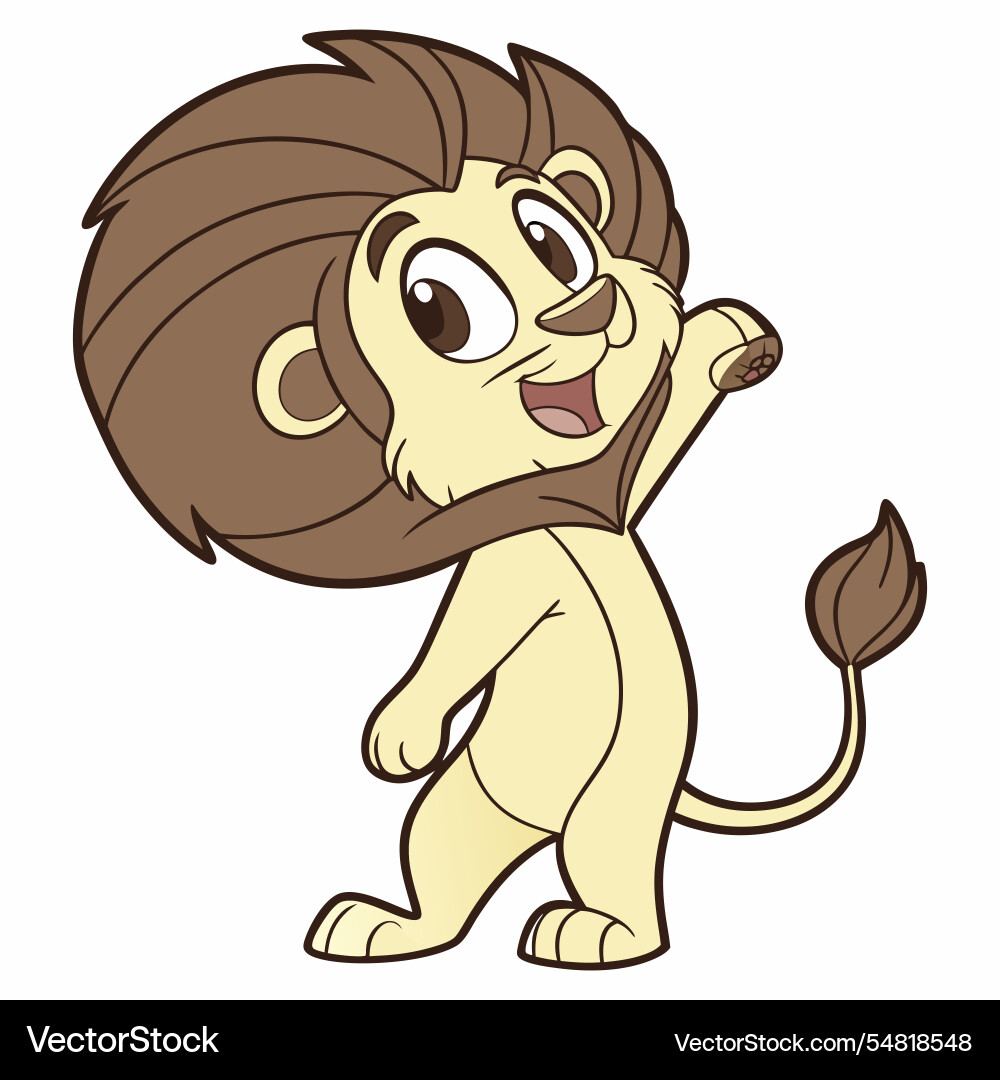 Cheerful lion cub character Royalty Free Vector Image