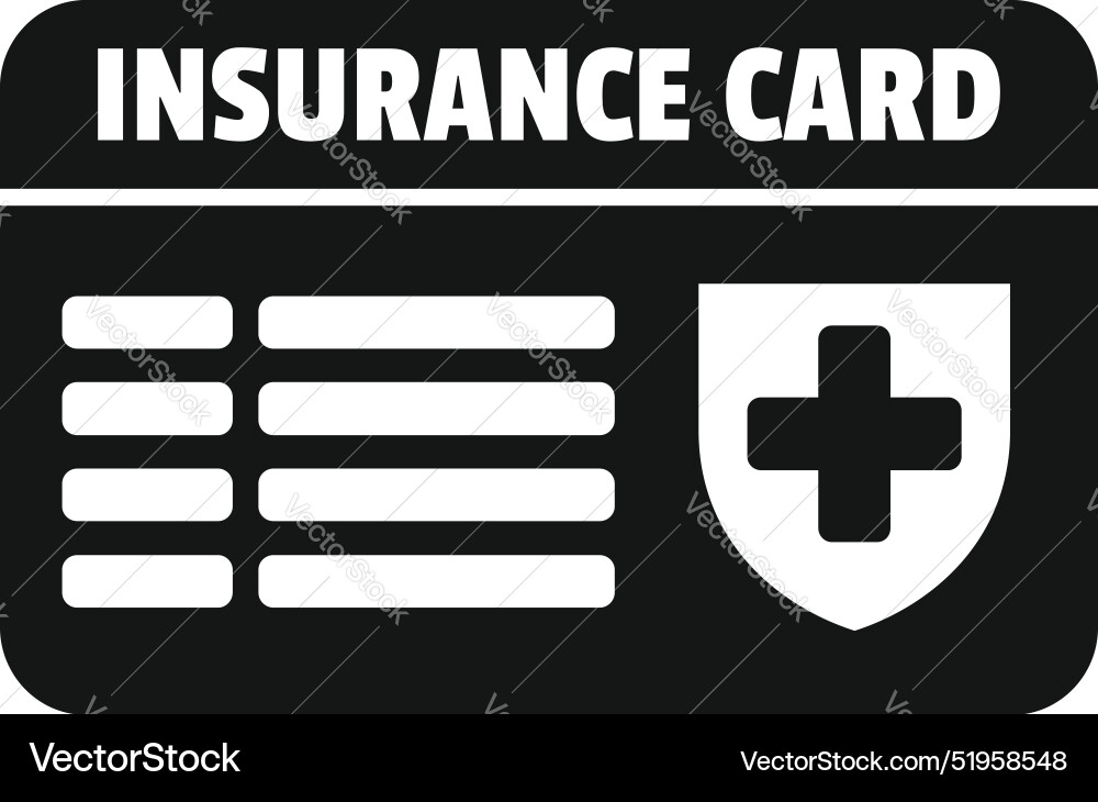 Insurance card icon showing health coverage and Vector Image