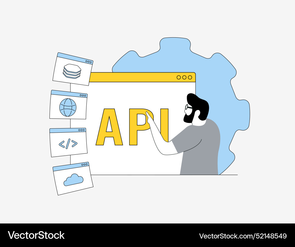 Api integration - application programming Vector Image