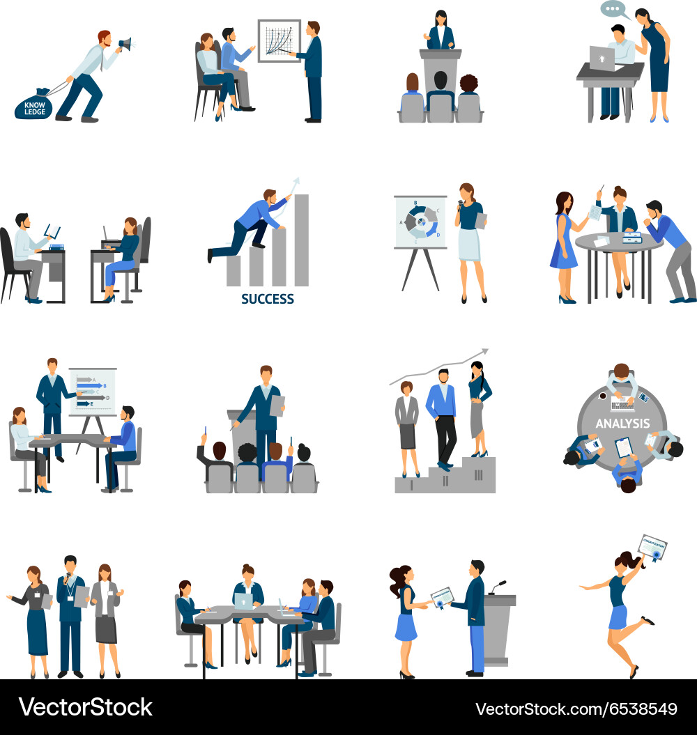 Business training set Royalty Free Vector Image
