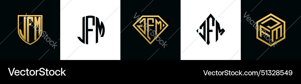 Initial letters jfm logo designs bundle Royalty Free Vector