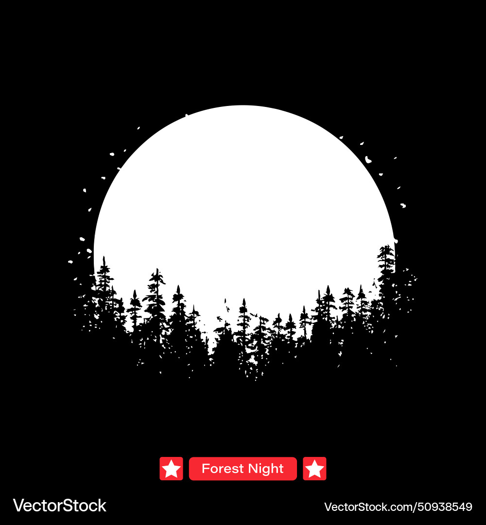 Midnight serenity tranquil forest silhouettes Vector Image