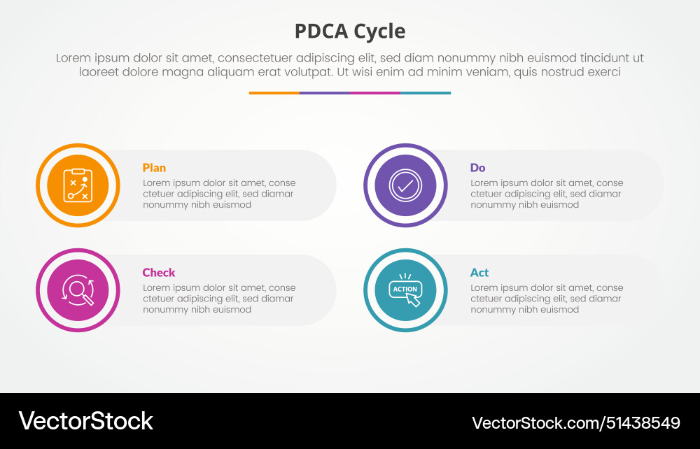 Pdca plan do check act framework infographic Vector Image