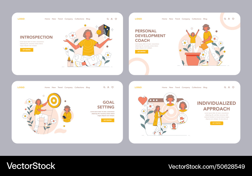 Personal development coach concept flat Royalty Free Vector