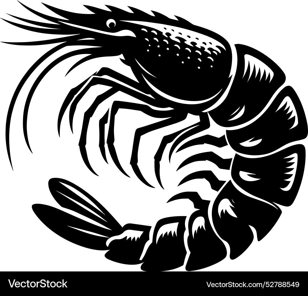 Shrimp silhouette isolated on white background Vector Image