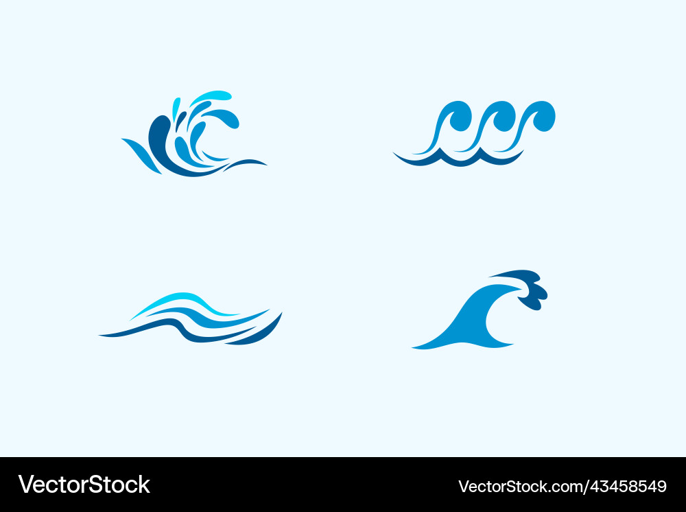 Wave water sea design logo simple element Vector Image