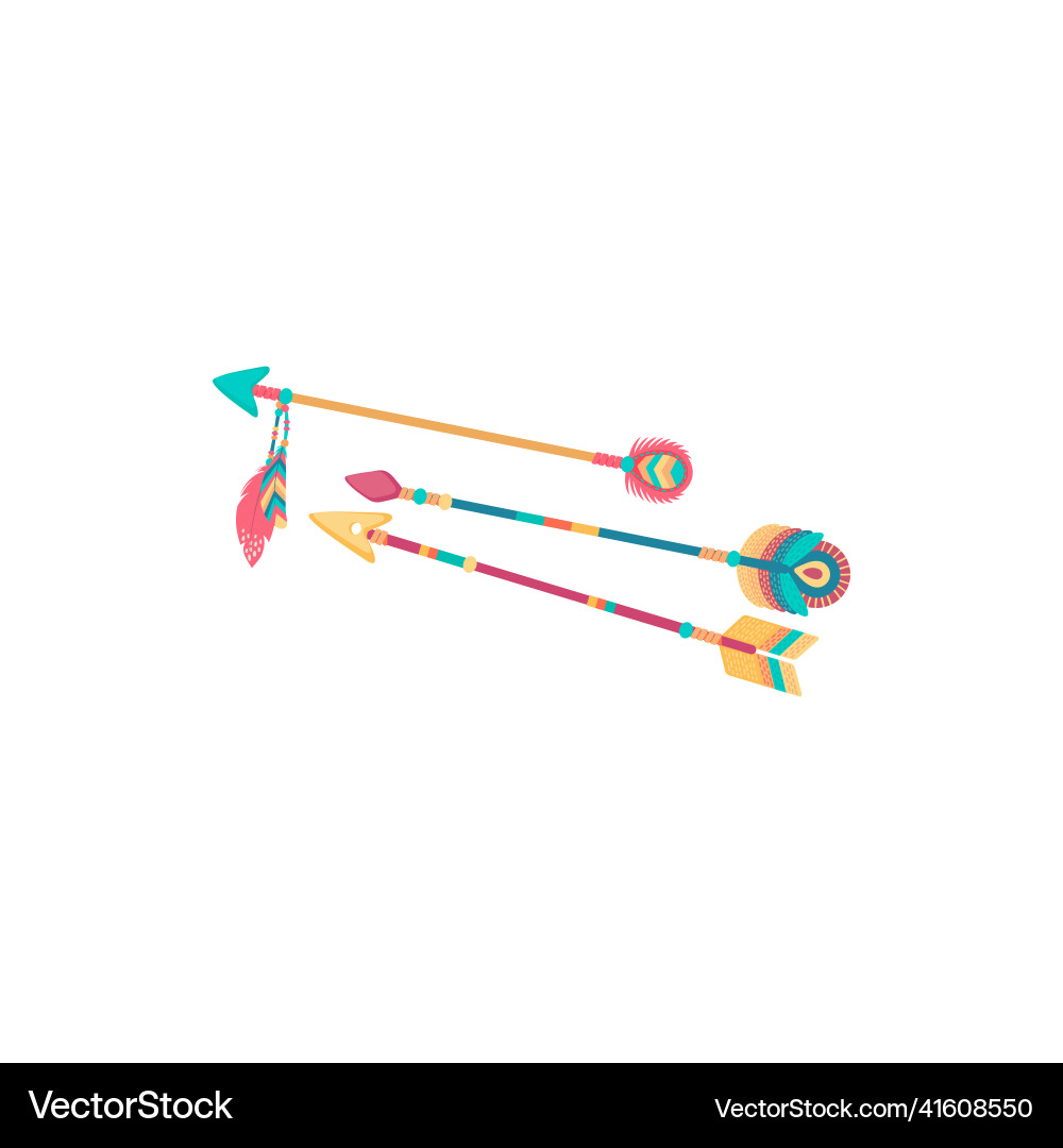 Arrow with feather isolated aztec tribal weapon Vector Image