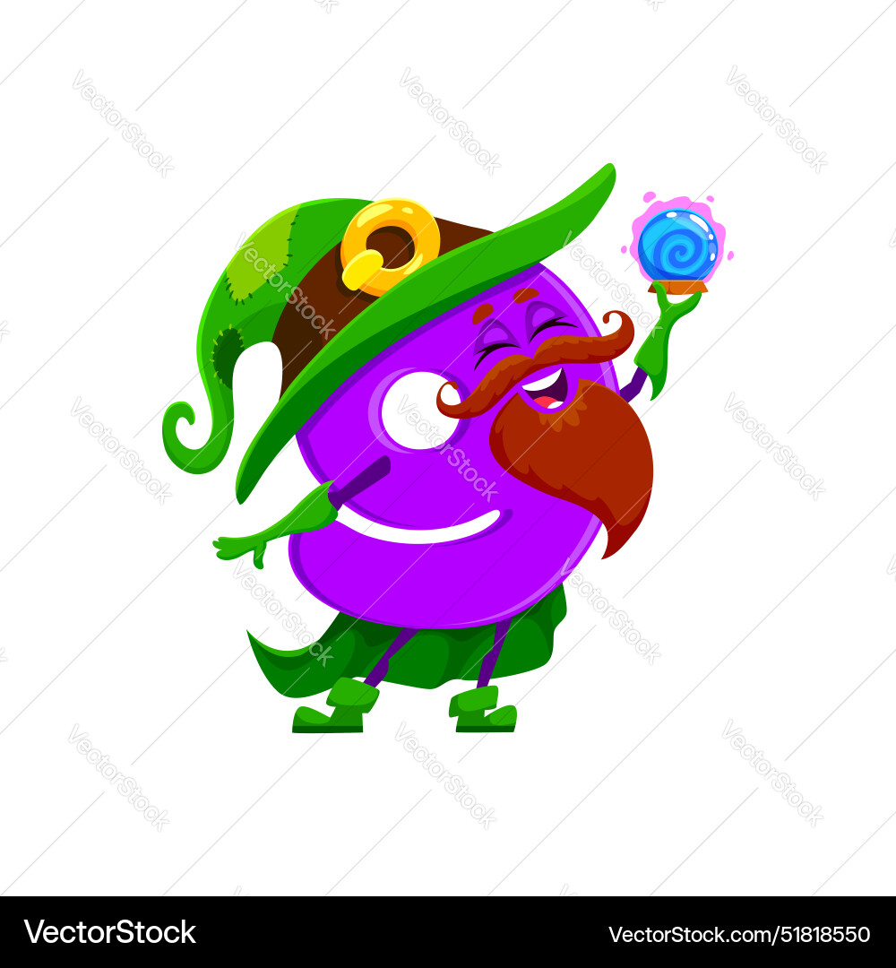 Cartoon halloween number nine wizard character Vector Image
