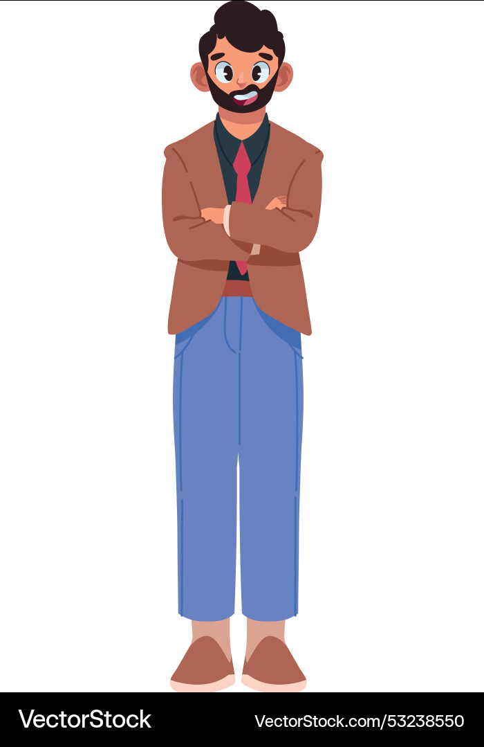 Confident entrepreneur character stands Royalty Free Vector