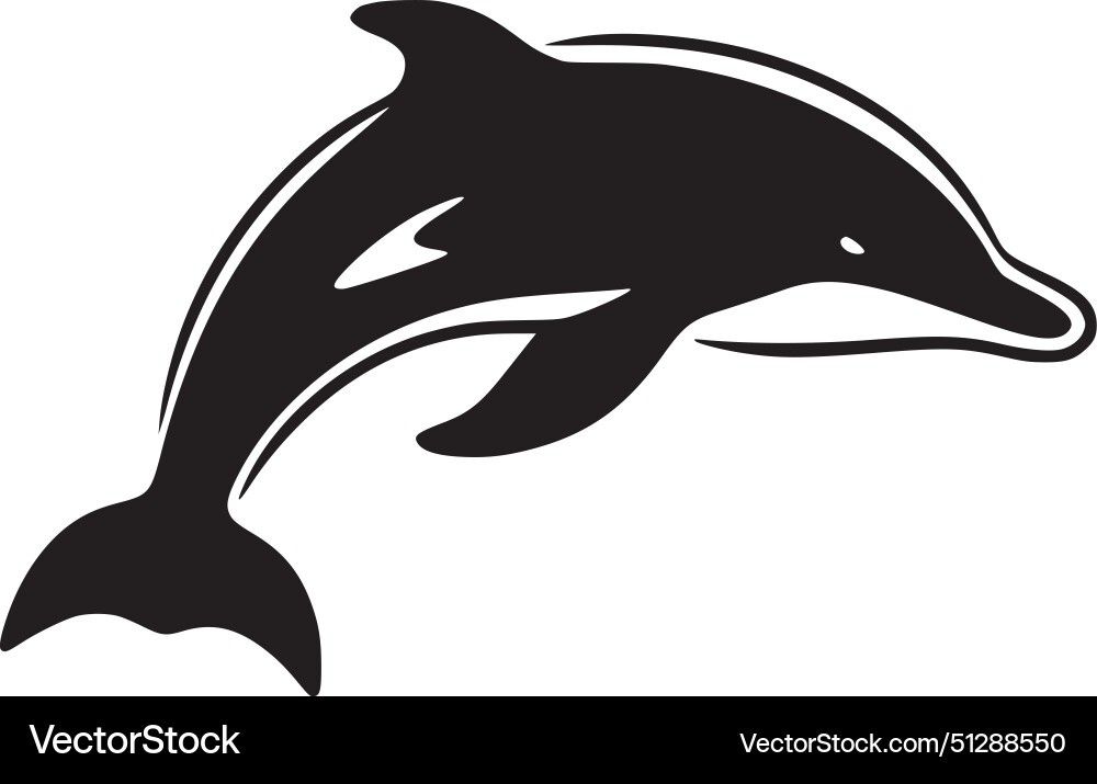 Dolphin - black and white Royalty Free Vector Image