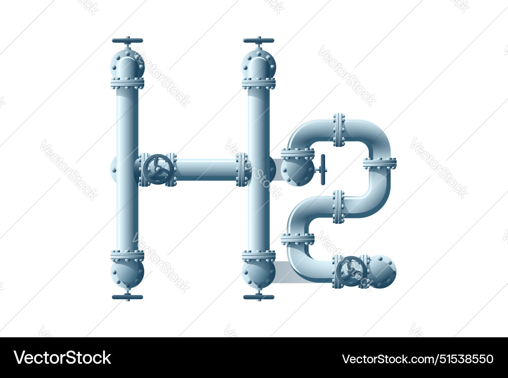 H2 formula from pipes Royalty Free Vector Image