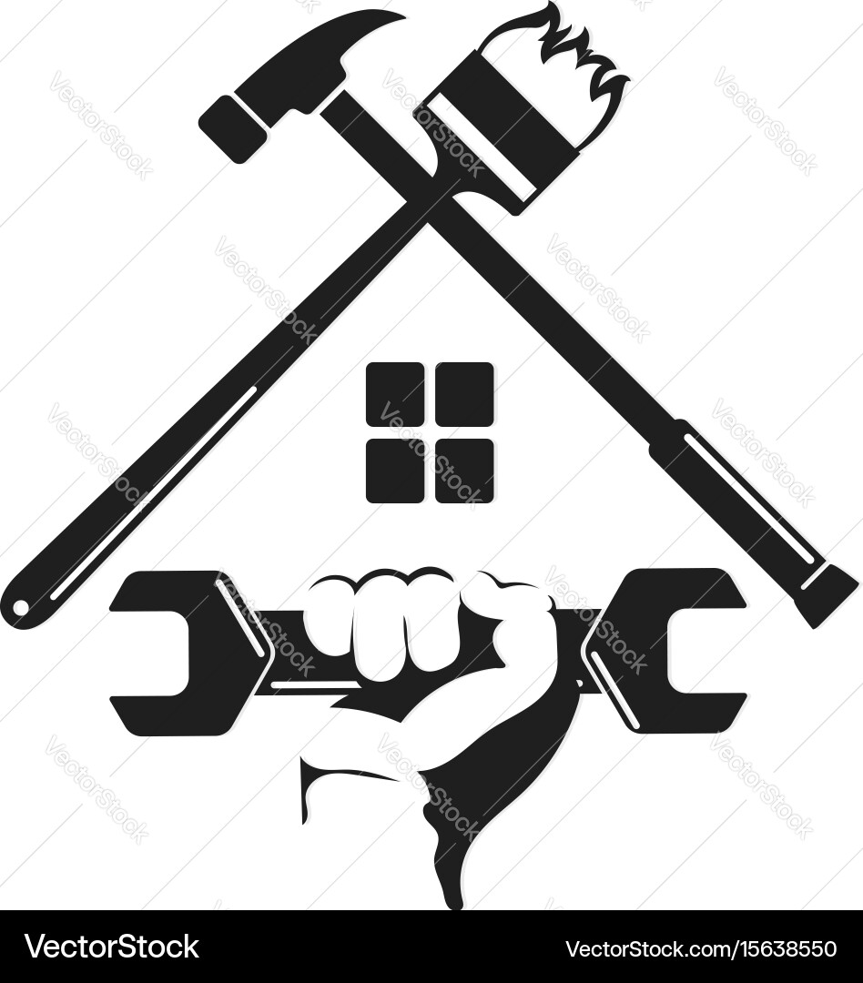 Symbol home repairs with a tool Royalty Free Vector Image