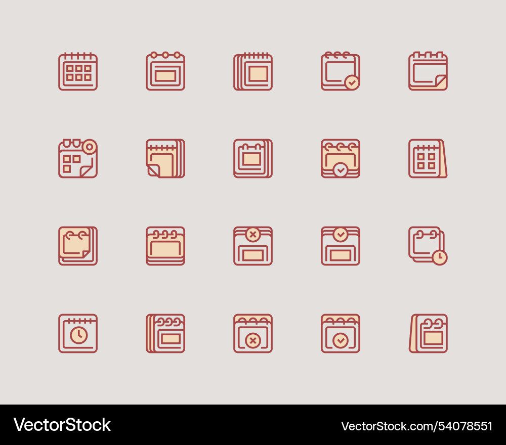Calendar thin line icons set deadline timetable Vector Image