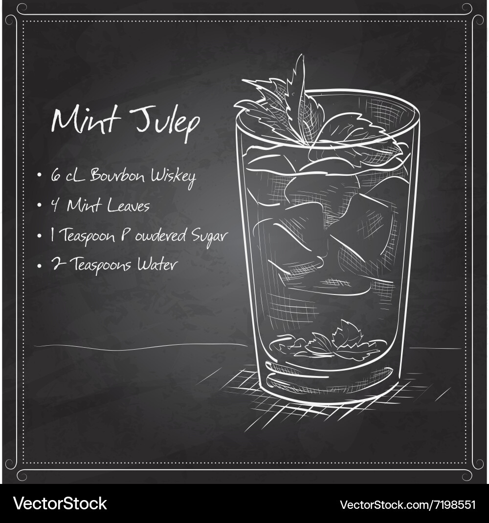 Cocktail mint julep on black board Royalty Free Vector Image