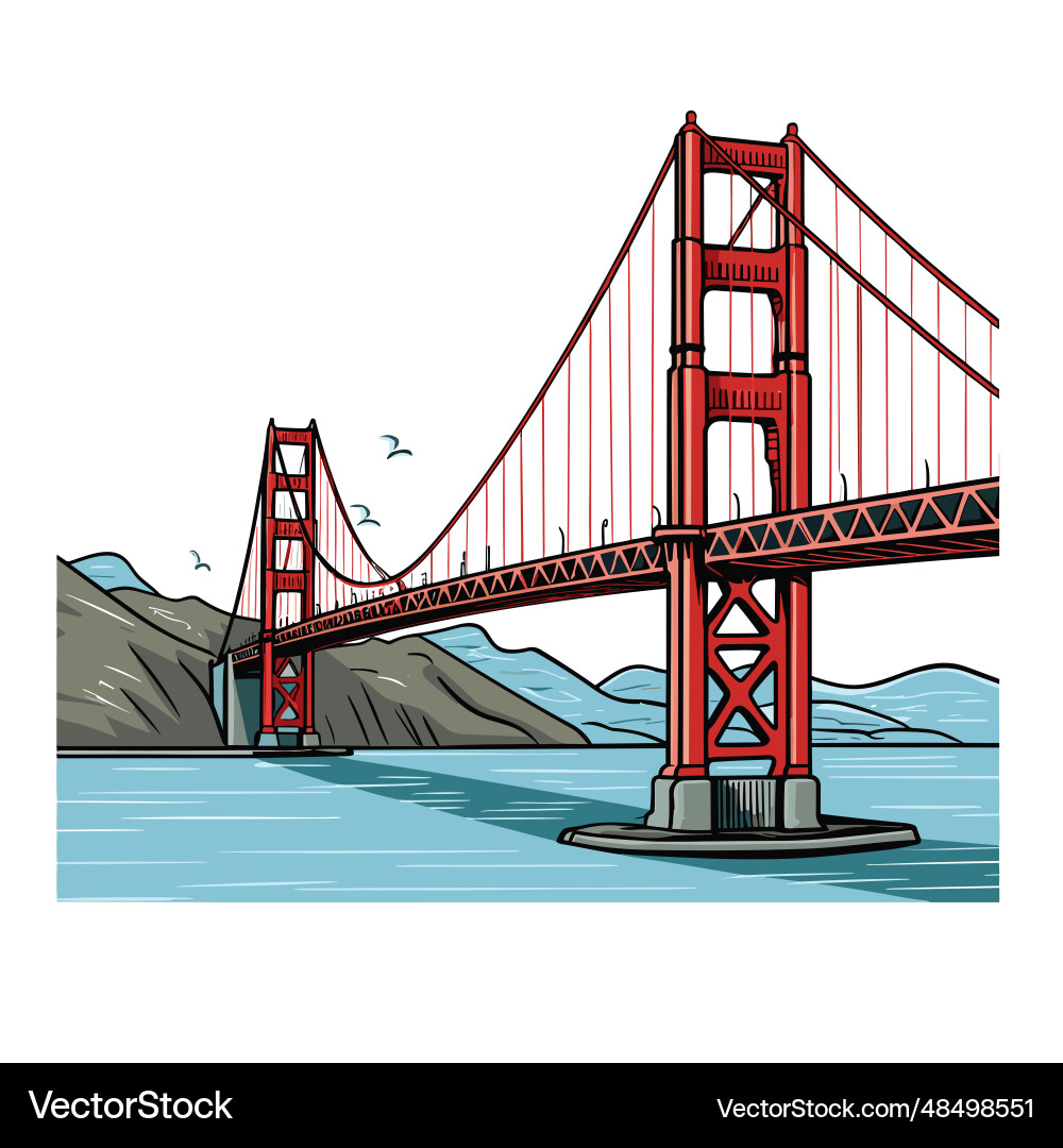 Golden Gate Bridge Vector Logo Golden Gate Bridge Hand Drawn Comic