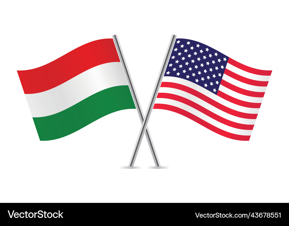 Hungary and america crossed flags Royalty Free Vector Image