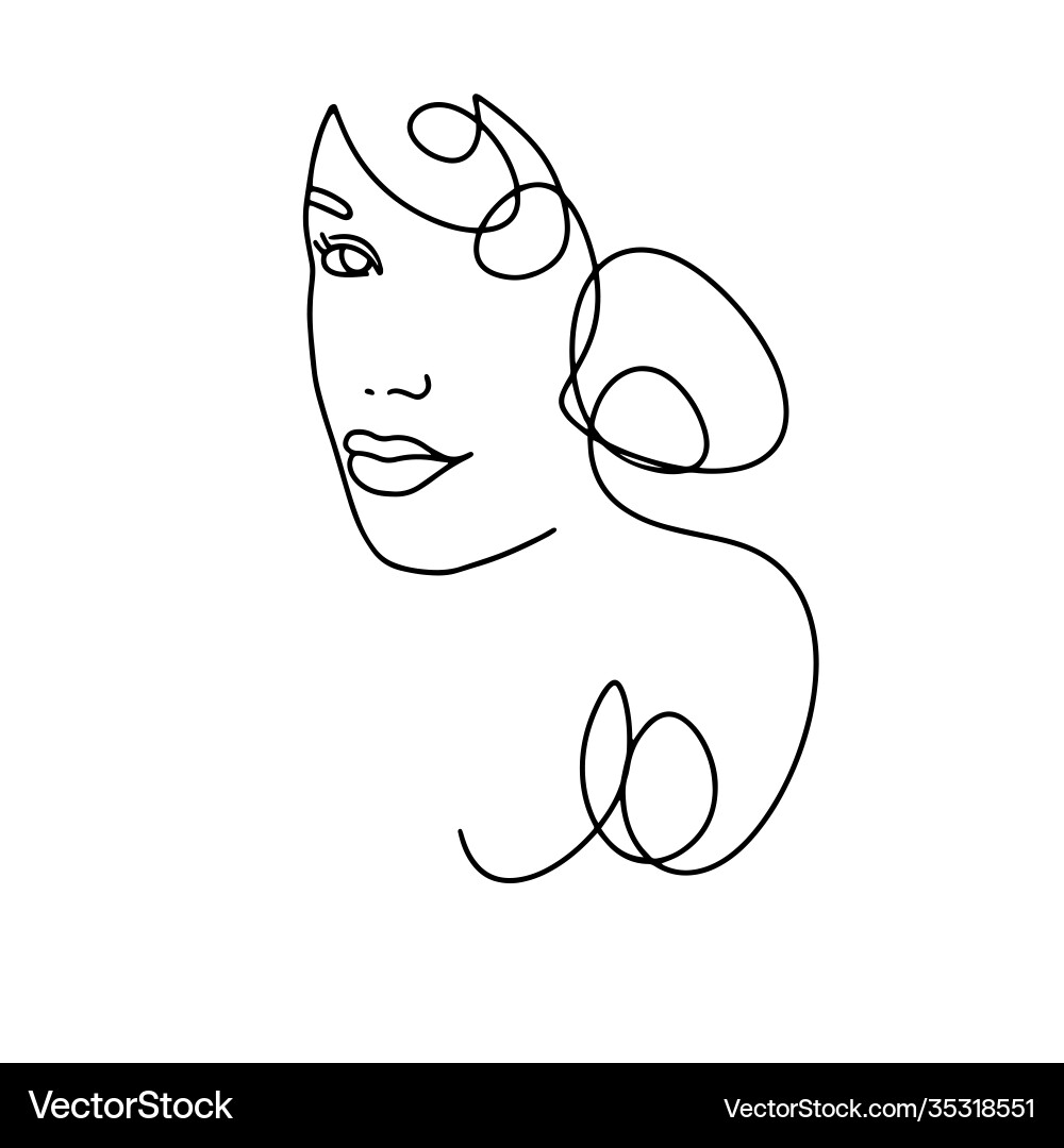 Line drawing a beautiful woman 3 Royalty Free Vector Image
