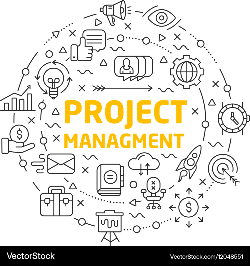 Lines icons circle project management Royalty Free Vector