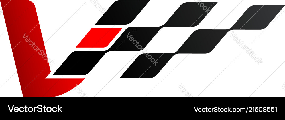 Racing V Logo - Checkered Flag Royalty Free Vector Image