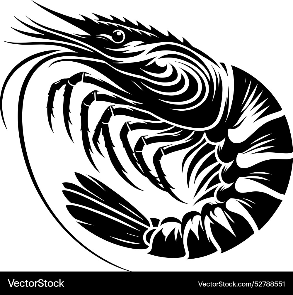 Shrimp silhouette isolated on white background Vector Image