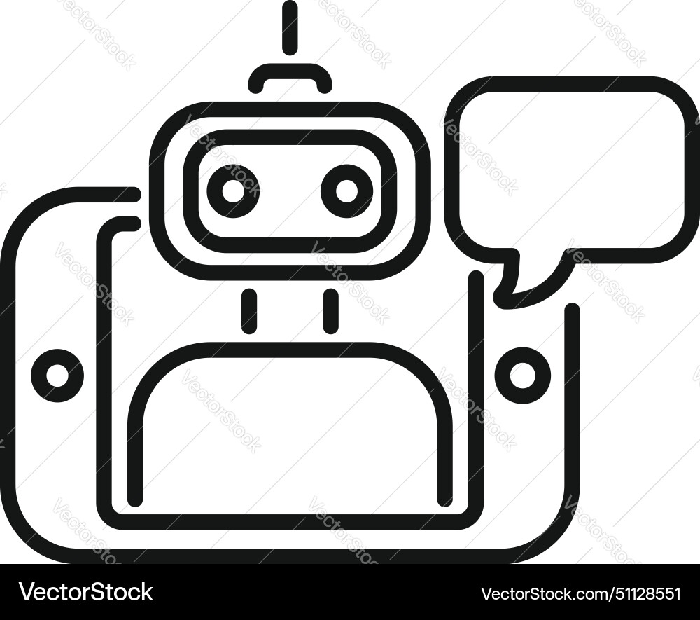 Smart online bot icon outline help chat Royalty Free Vector