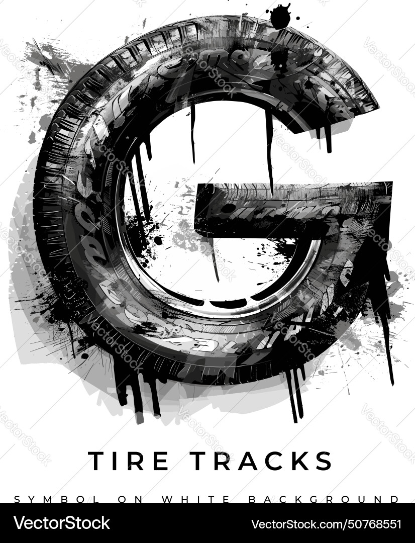 Tire font letter g on a white background Vector Image