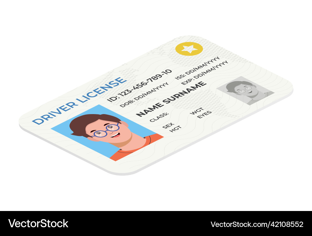 Drivers license a plastic identity card Royalty Free Vector