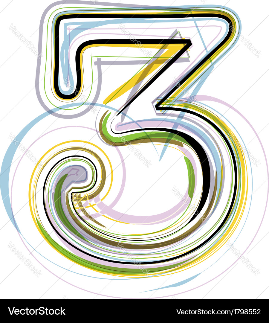 Organic font number 3 Royalty Free Vector Image