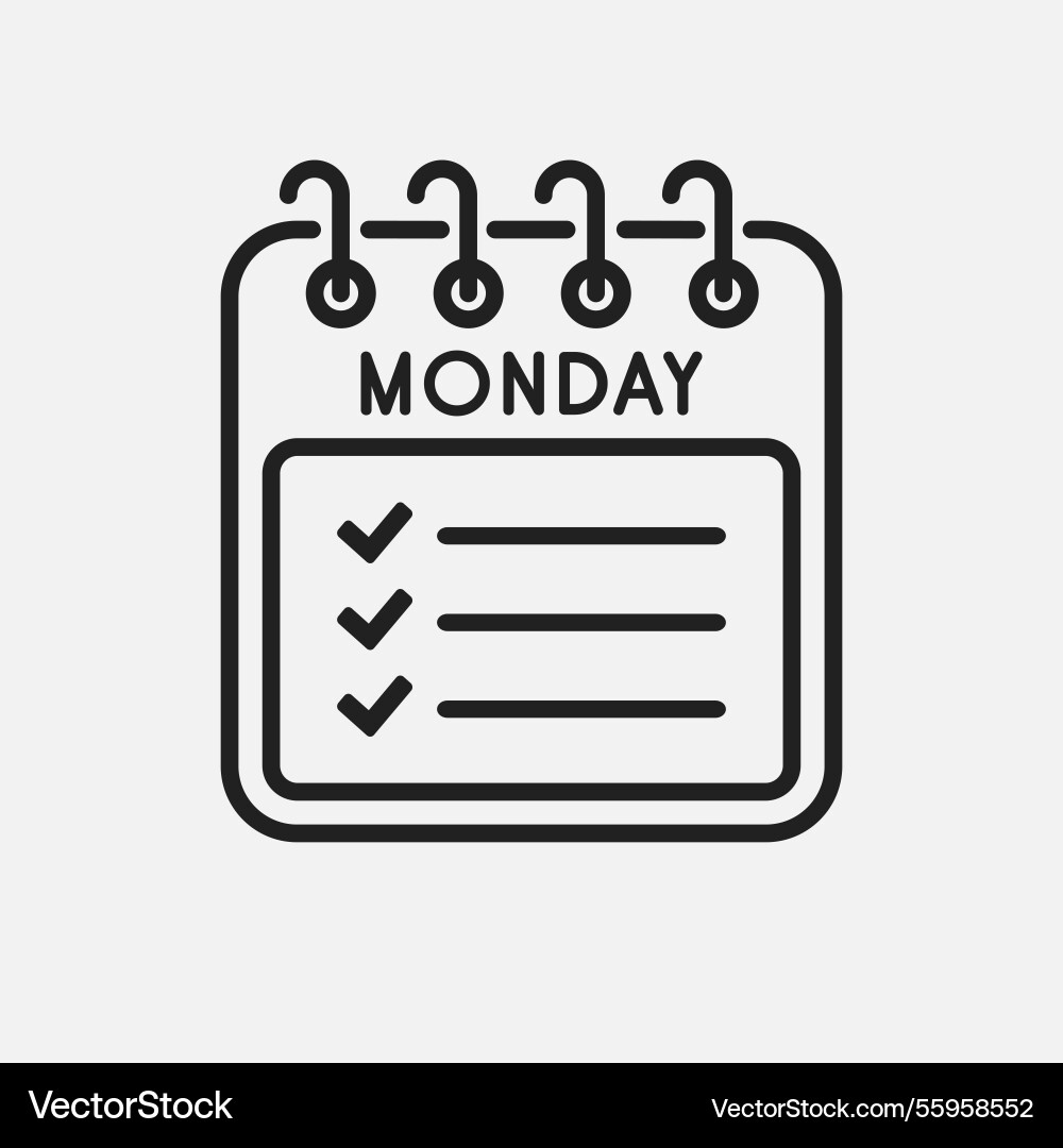 Page calendar day monday to-do list checklist Vector Image