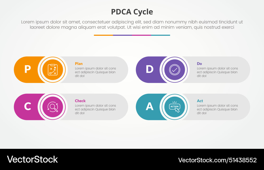 Pdca plan do check act framework infographic Vector Image