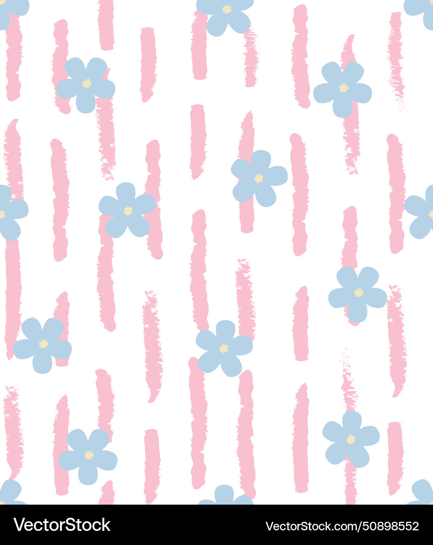 Pink brushed daisy flower pattern for kid baby Vector Image