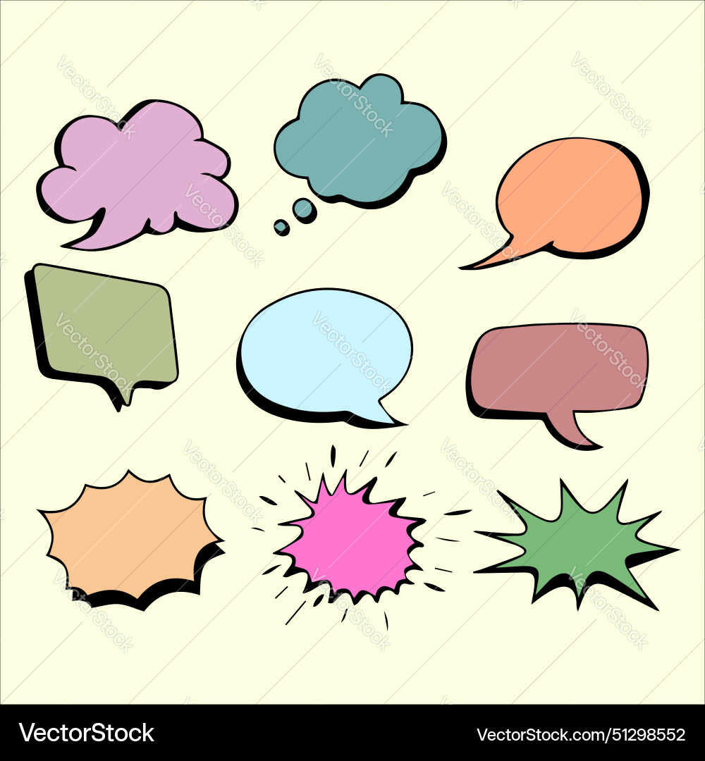 Set of ribbon banner and speech bubbles Royalty Free Vector