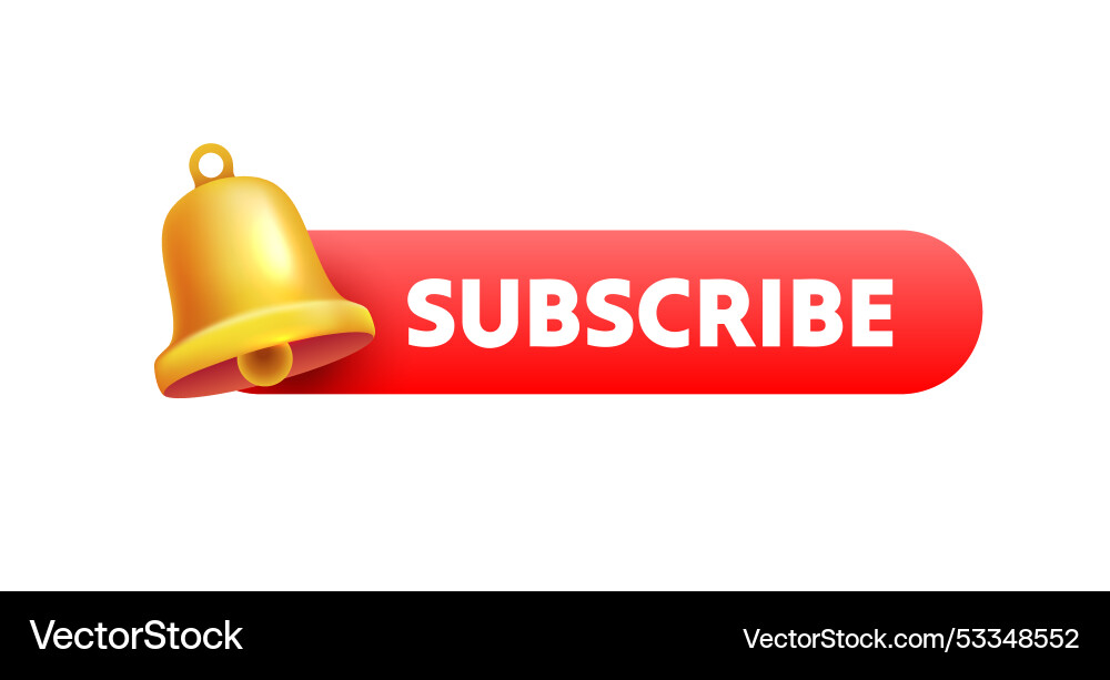 Subscribe now bell notification for new content Vector Image