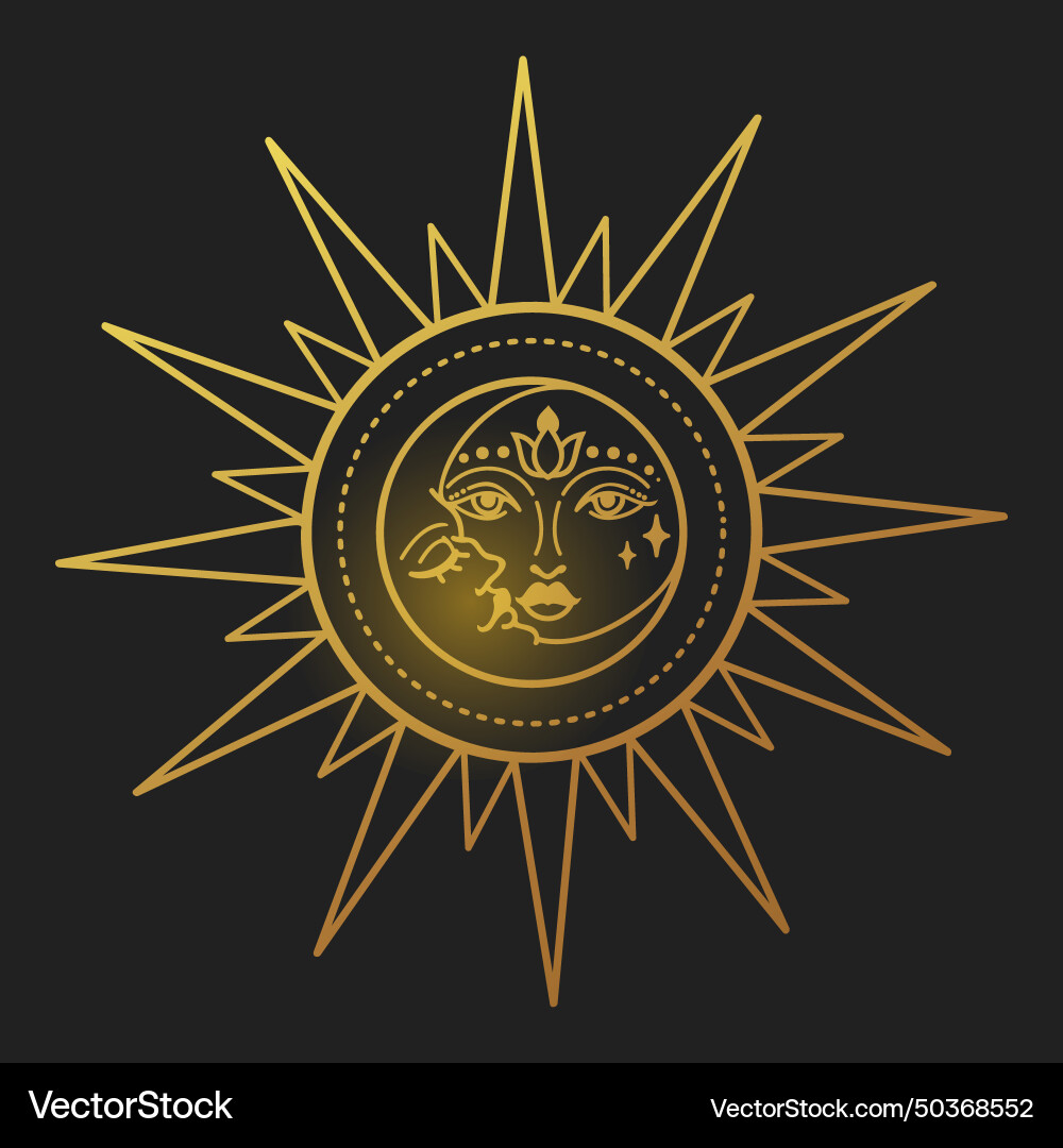 Sun gold hand drawn Royalty Free Vector Image - VectorStock