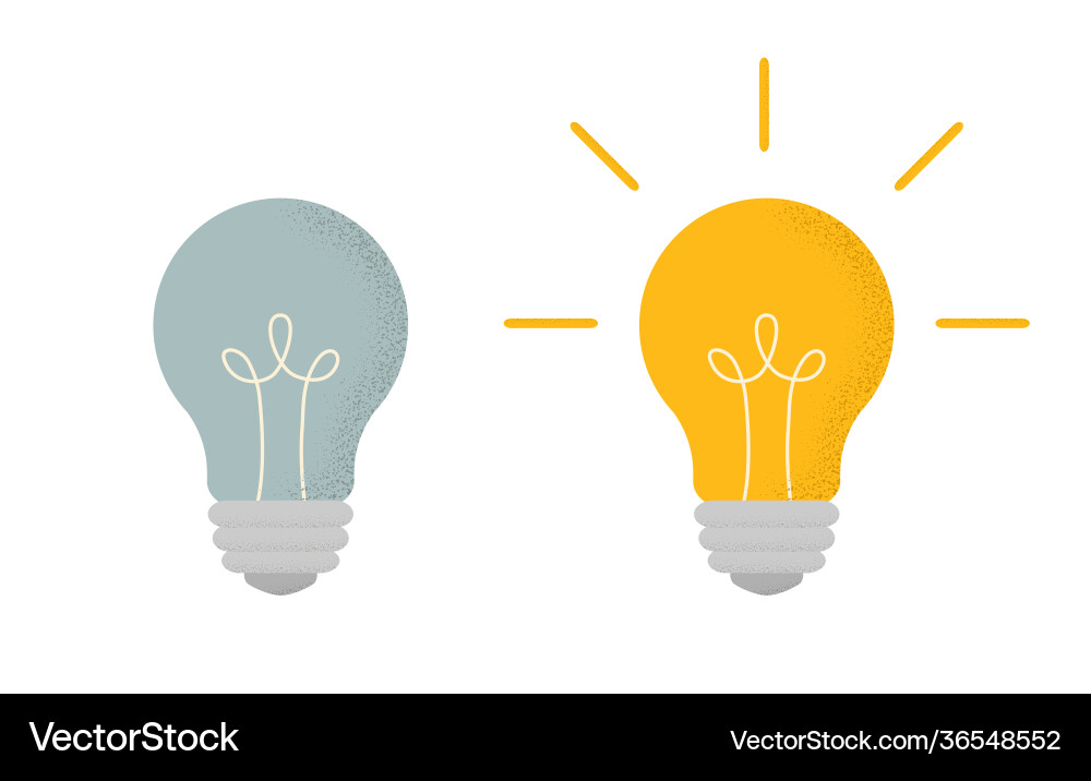 Two Light Bulbs - One Glowing, One Off Royalty Free Vector
