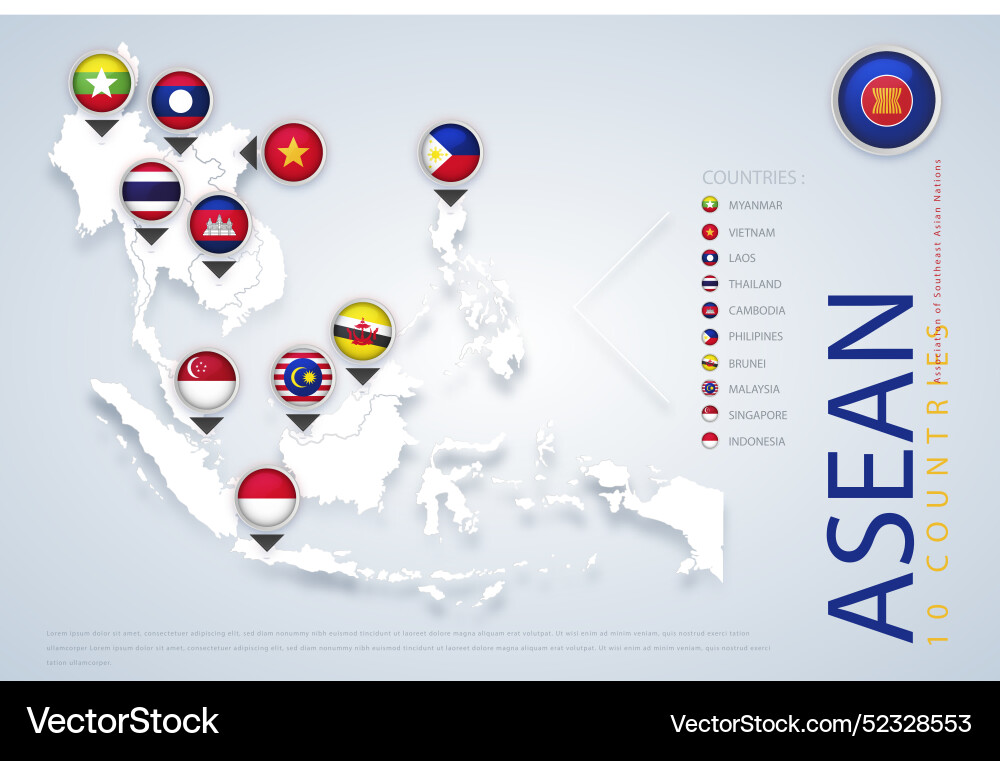 Asean map Royalty Free Vector Image - VectorStock