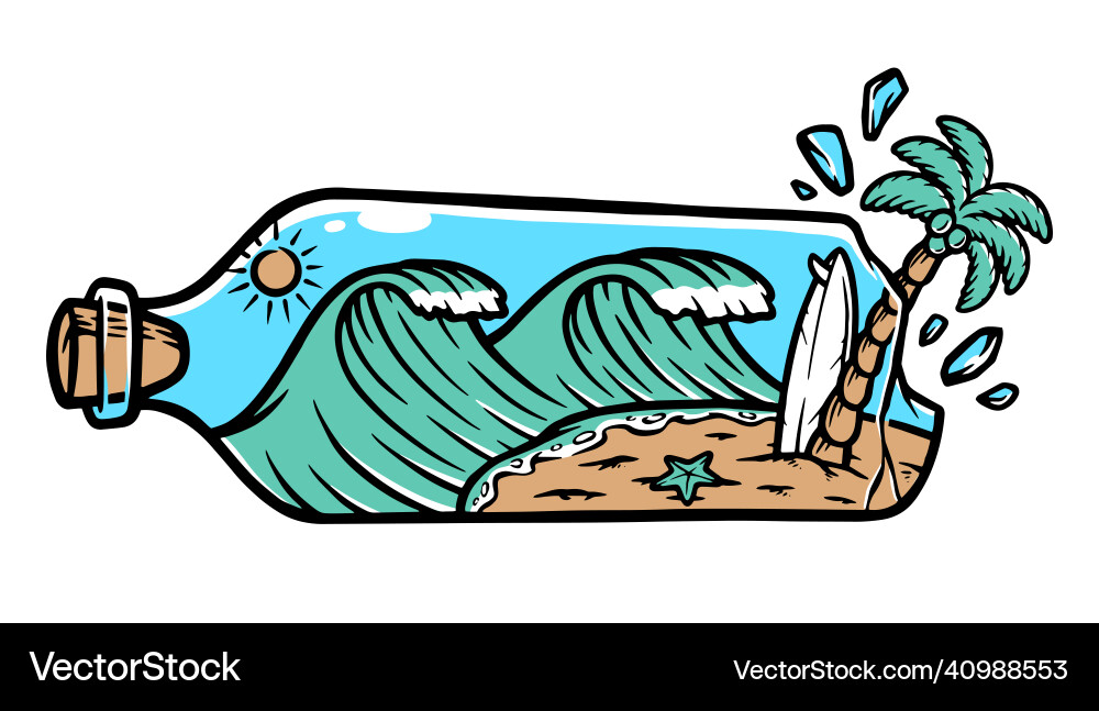 Beautiful beach in a bottle Royalty Free Vector Image