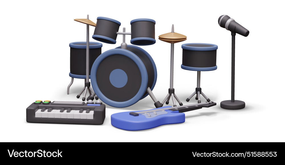 Concert stage with musical instruments Royalty Free Vector