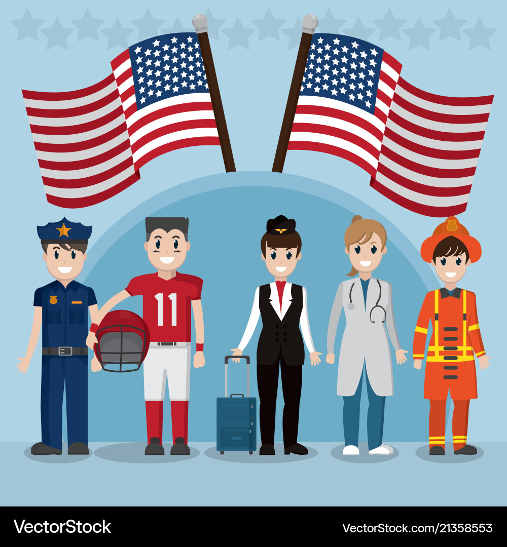 Labor day workers cartoon Royalty Free Vector Image