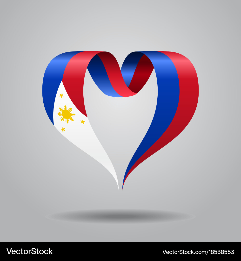 Philippines flag heart-shaped ribbon Royalty Free Vector