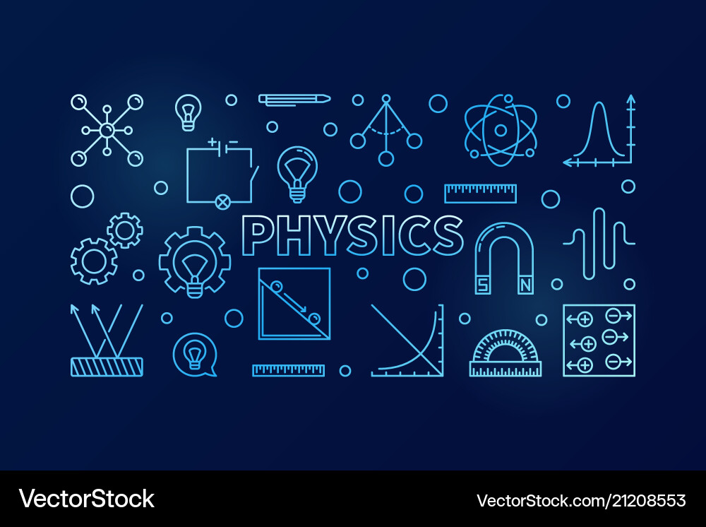 Physics blue horizontal banner science Royalty Free Vector