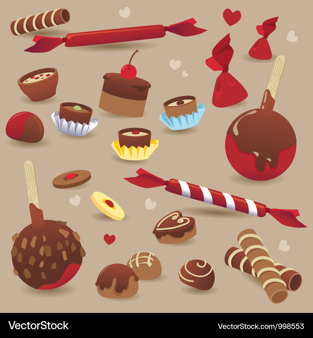 Set of sweet chocolate candy Royalty Free Vector Image