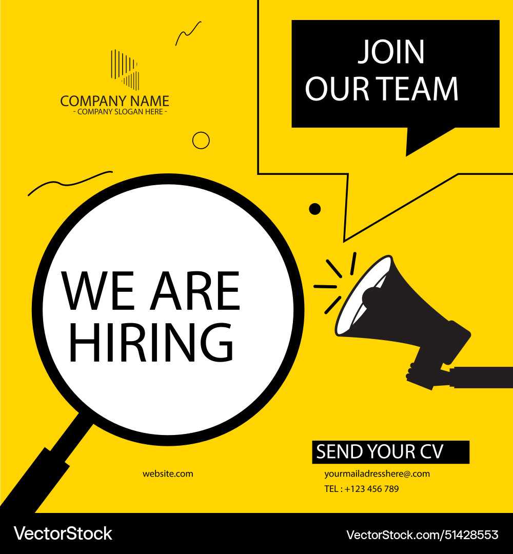 We are hiring job recruitment poster Royalty Free Vector