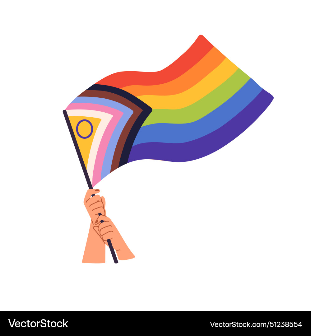 Activist holds intersex inclusive progress flag Vector Image