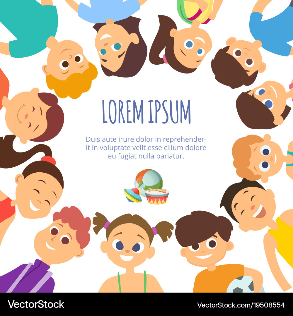Background with smiling faces of different kids Vector Image