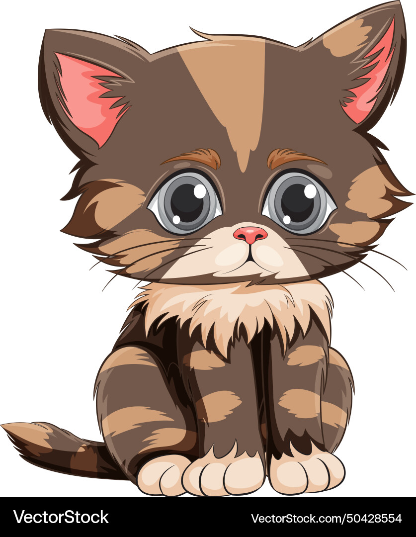 Cute brown tabby kitten with big eyes Royalty Free Vector