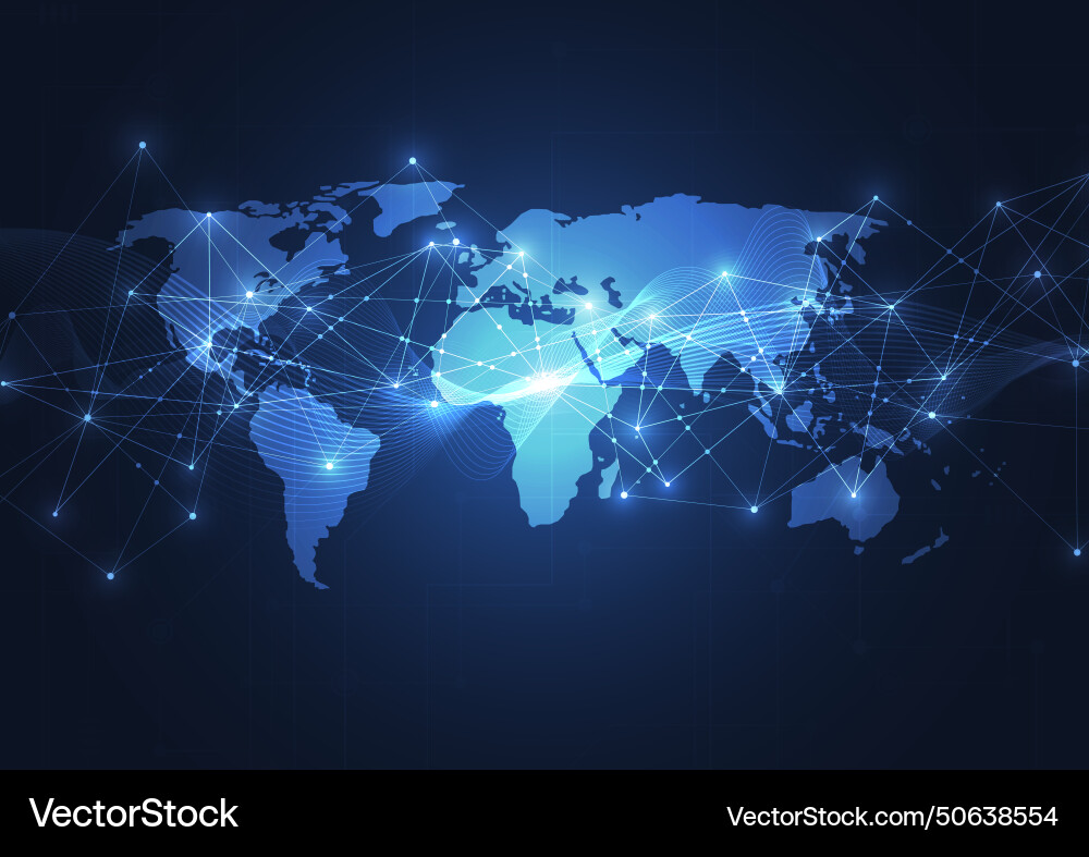 Global network connection world map point Vector Image