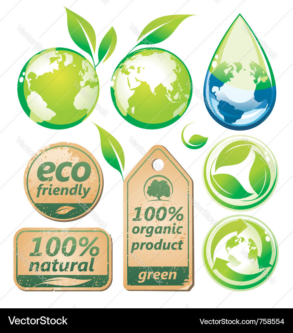 Green environmental set Royalty Free Vector Image