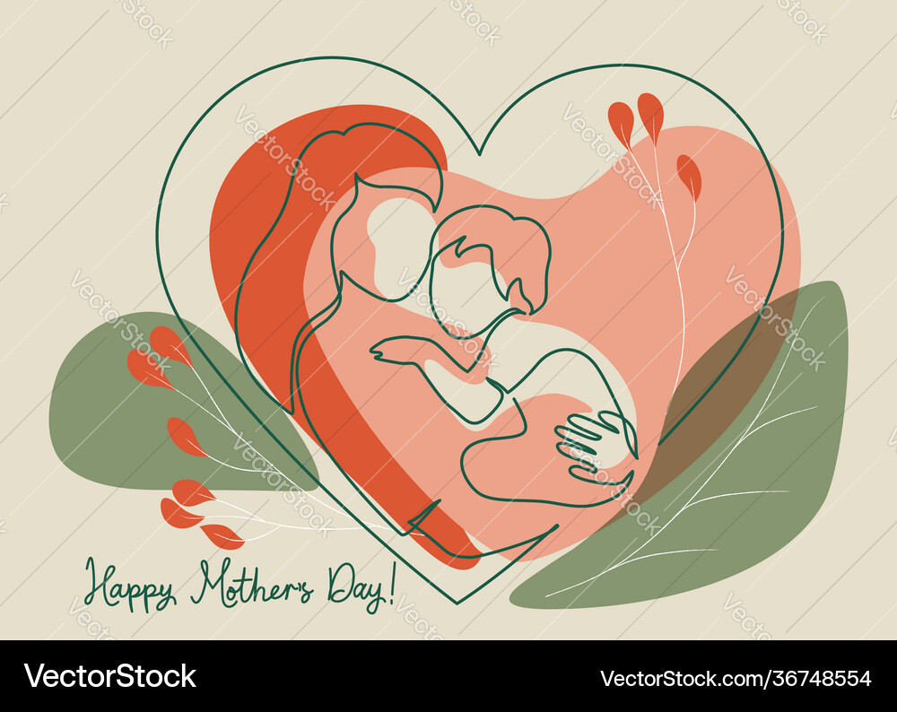 Glückliche Mutter Tageskarte kontinuierliche eine Linie Zeichnung