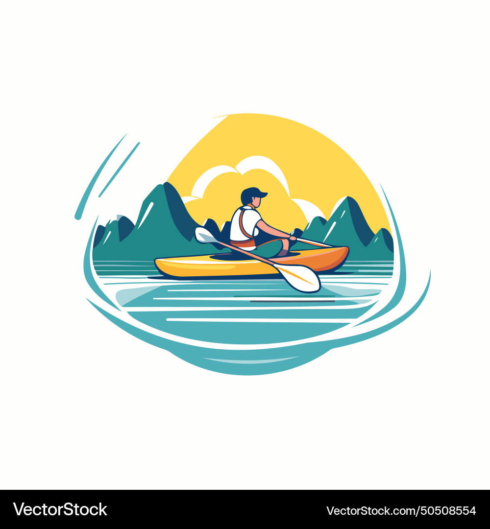 Kayaking canoeing paddling icon Royalty Free Vector Image